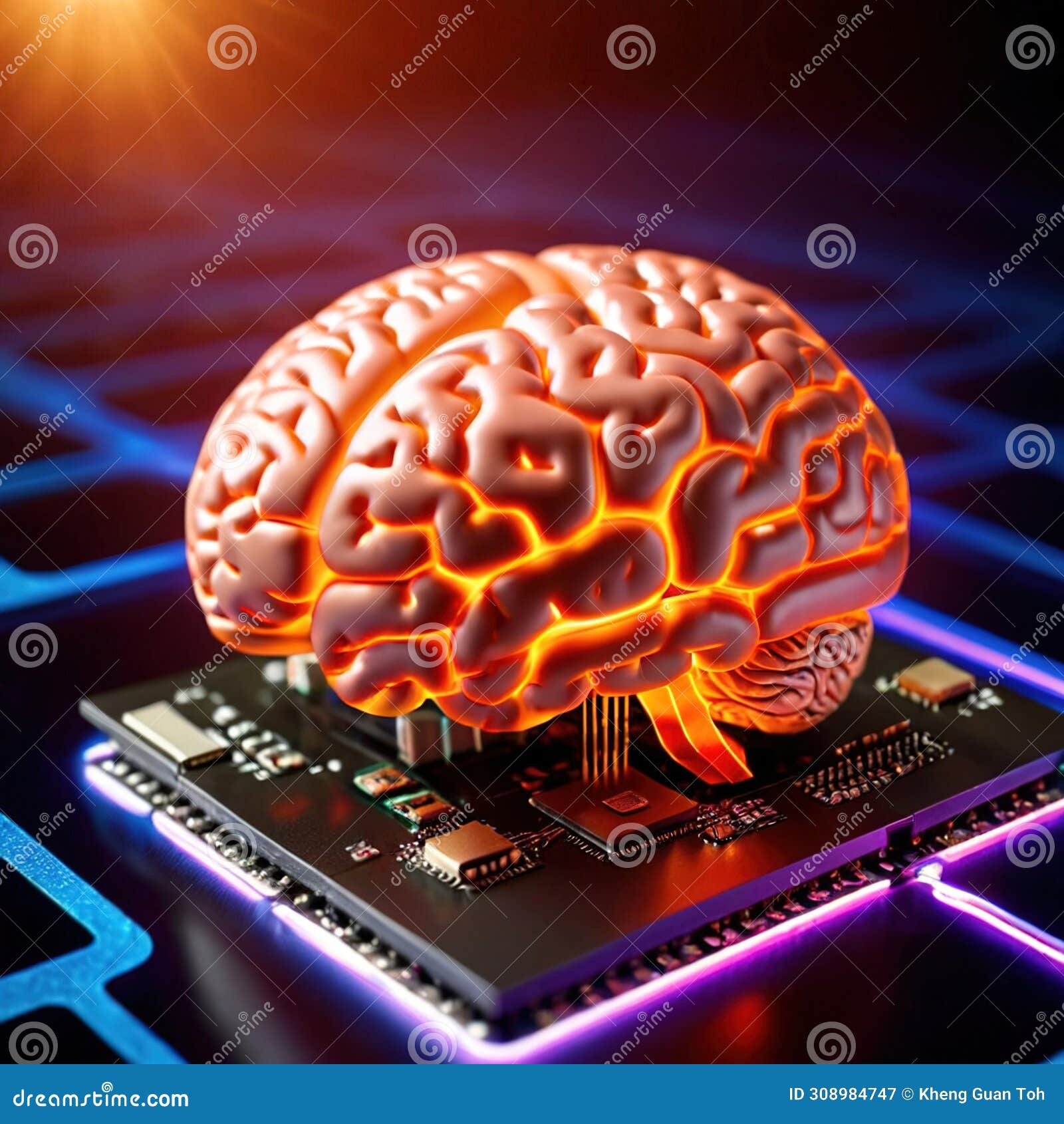 Brain on a Microchip, Showing Artificial Intelligence and Computer ...
