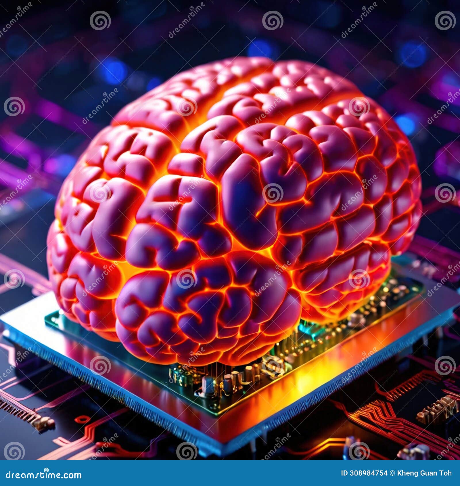 Brain on a Microchip, Showing Artificial Intelligence and Computer ...