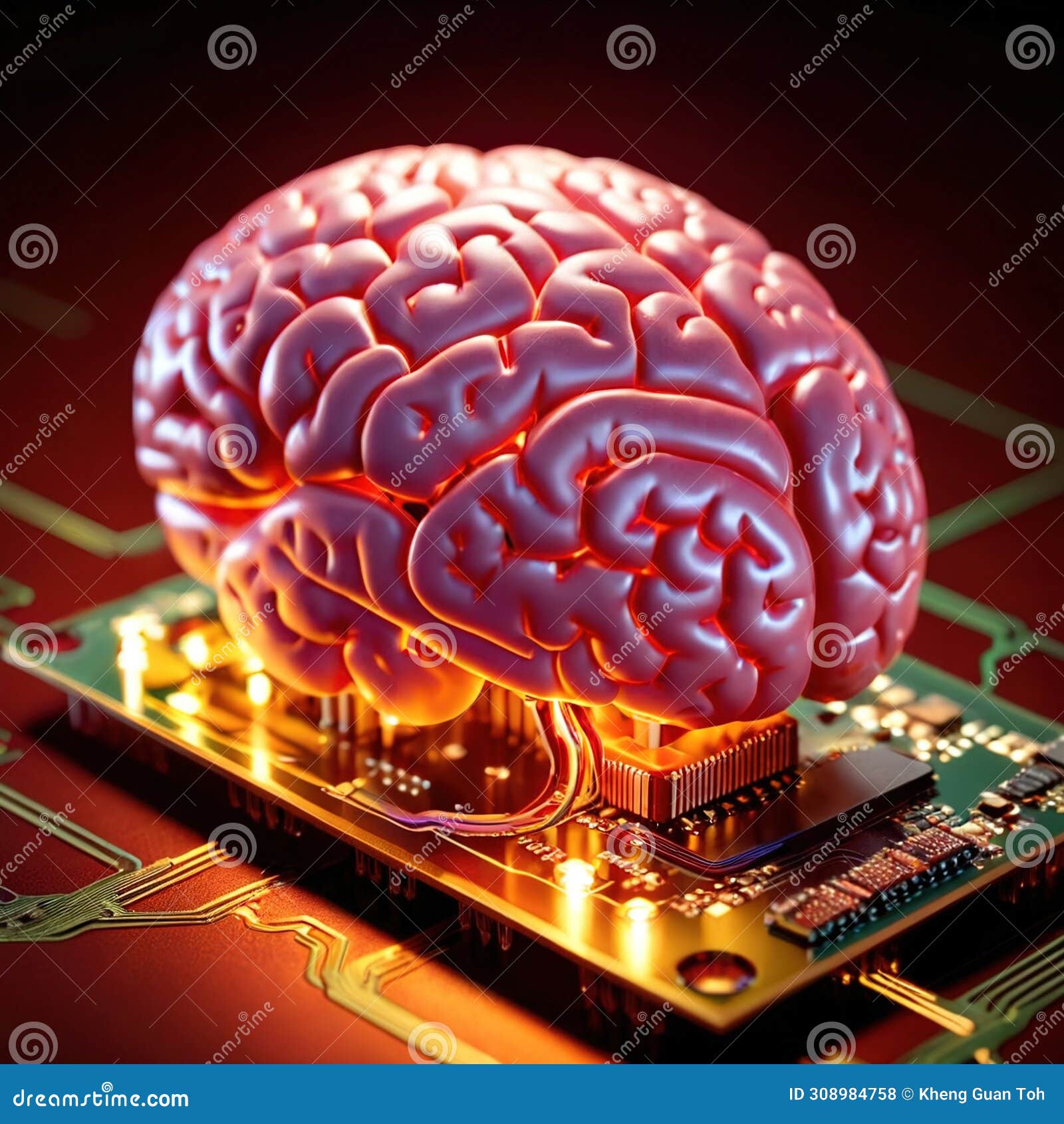 Brain on a Microchip, Showing Artificial Intelligence and Computer ...