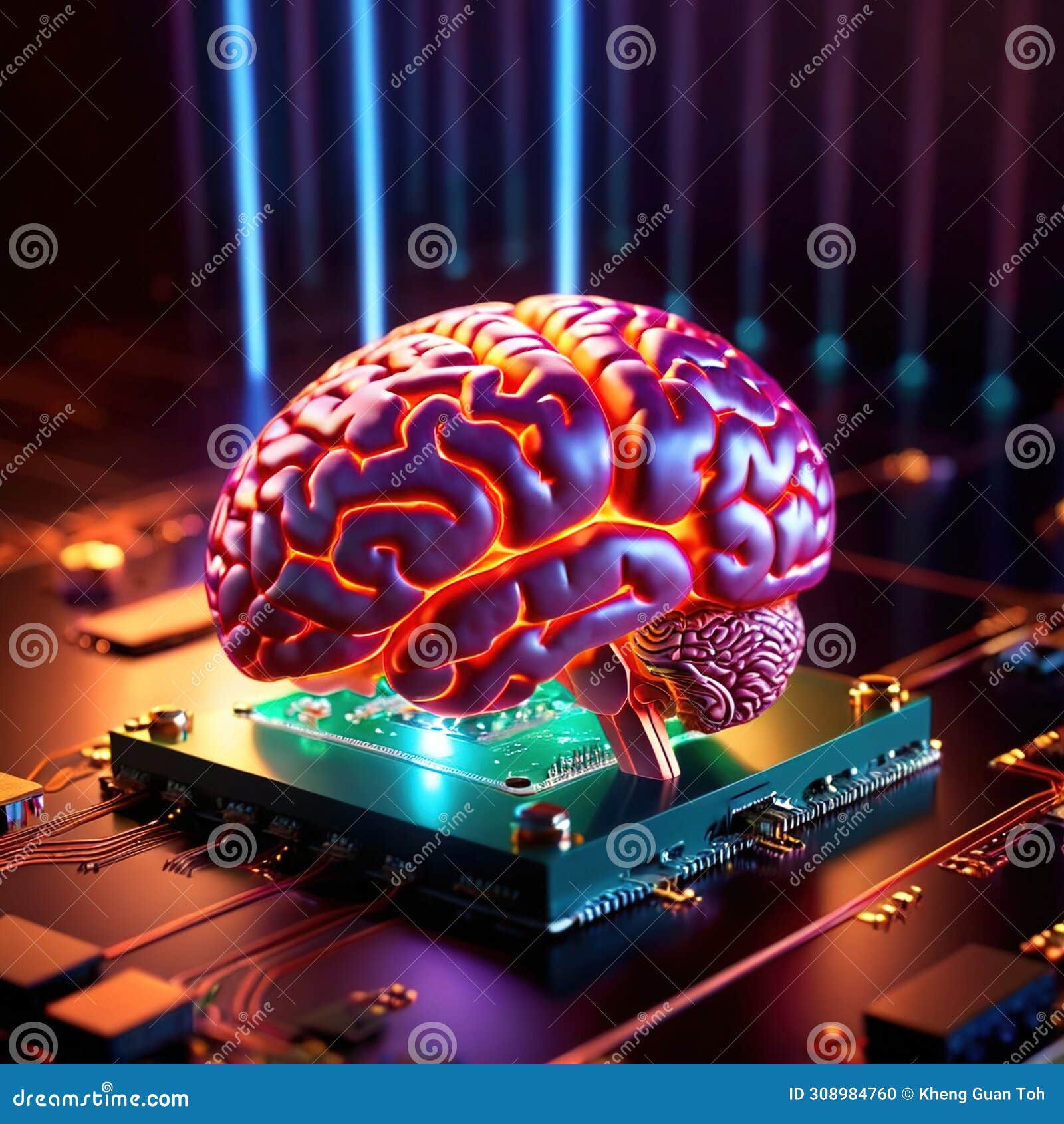 Brain on a Microchip, Showing Artificial Intelligence and Computer ...