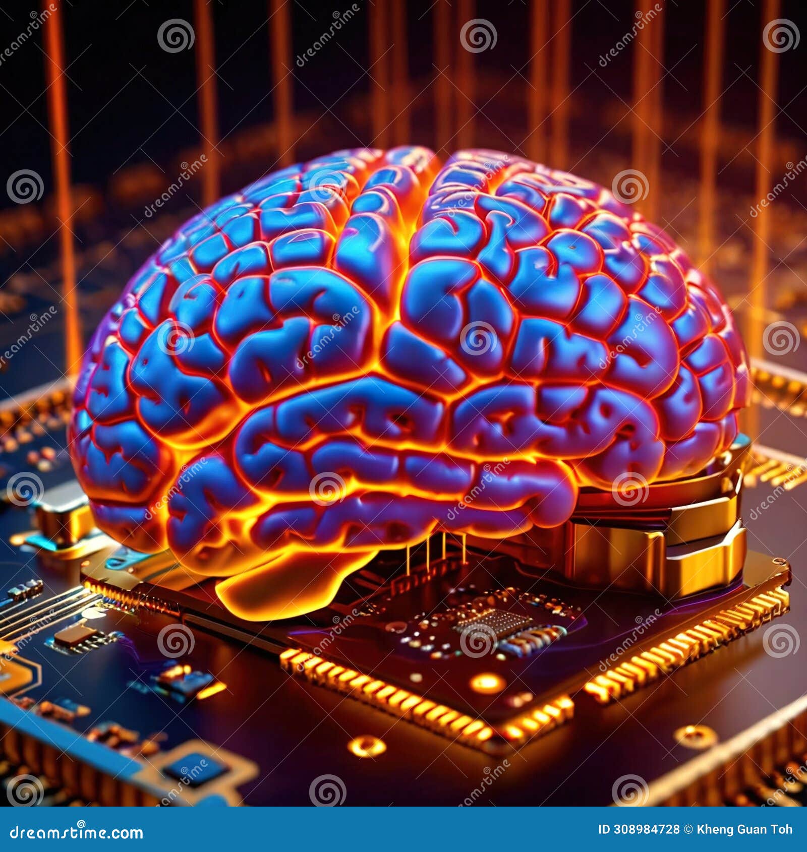 Brain on a Microchip, Showing Artificial Intelligence and Computer ...