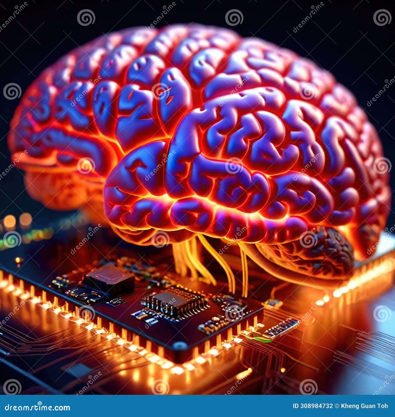 Brain on a Microchip, Showing Artificial Intelligence and Computer ...