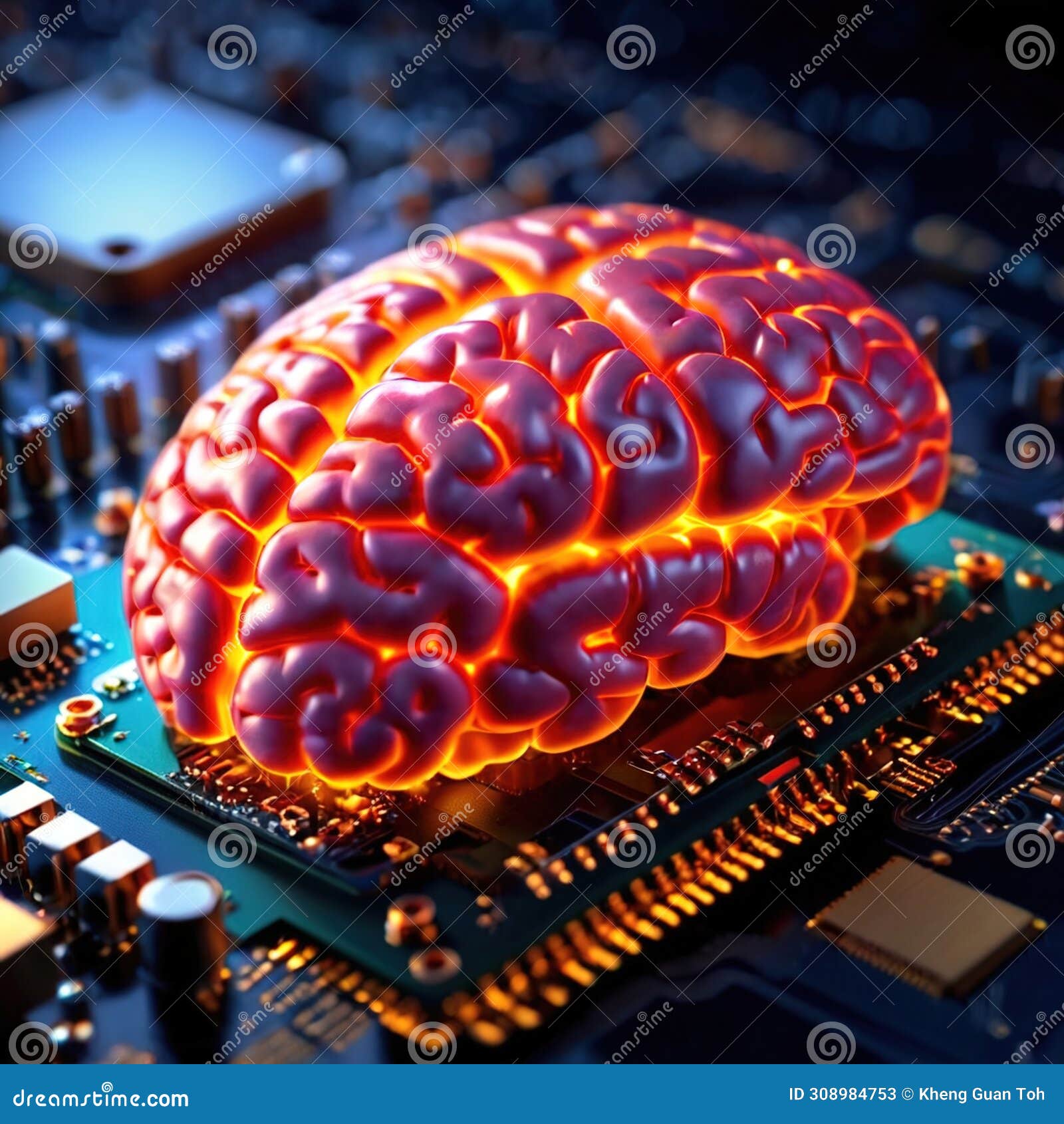 Brain on a Microchip, Showing Artificial Intelligence and Computer ...