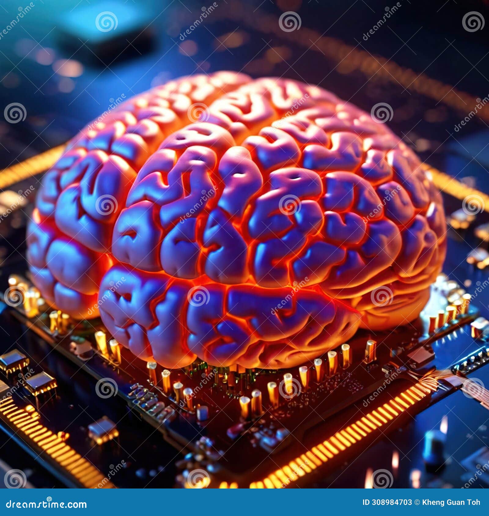 Brain on a Microchip, Showing Artificial Intelligence and Computer ...