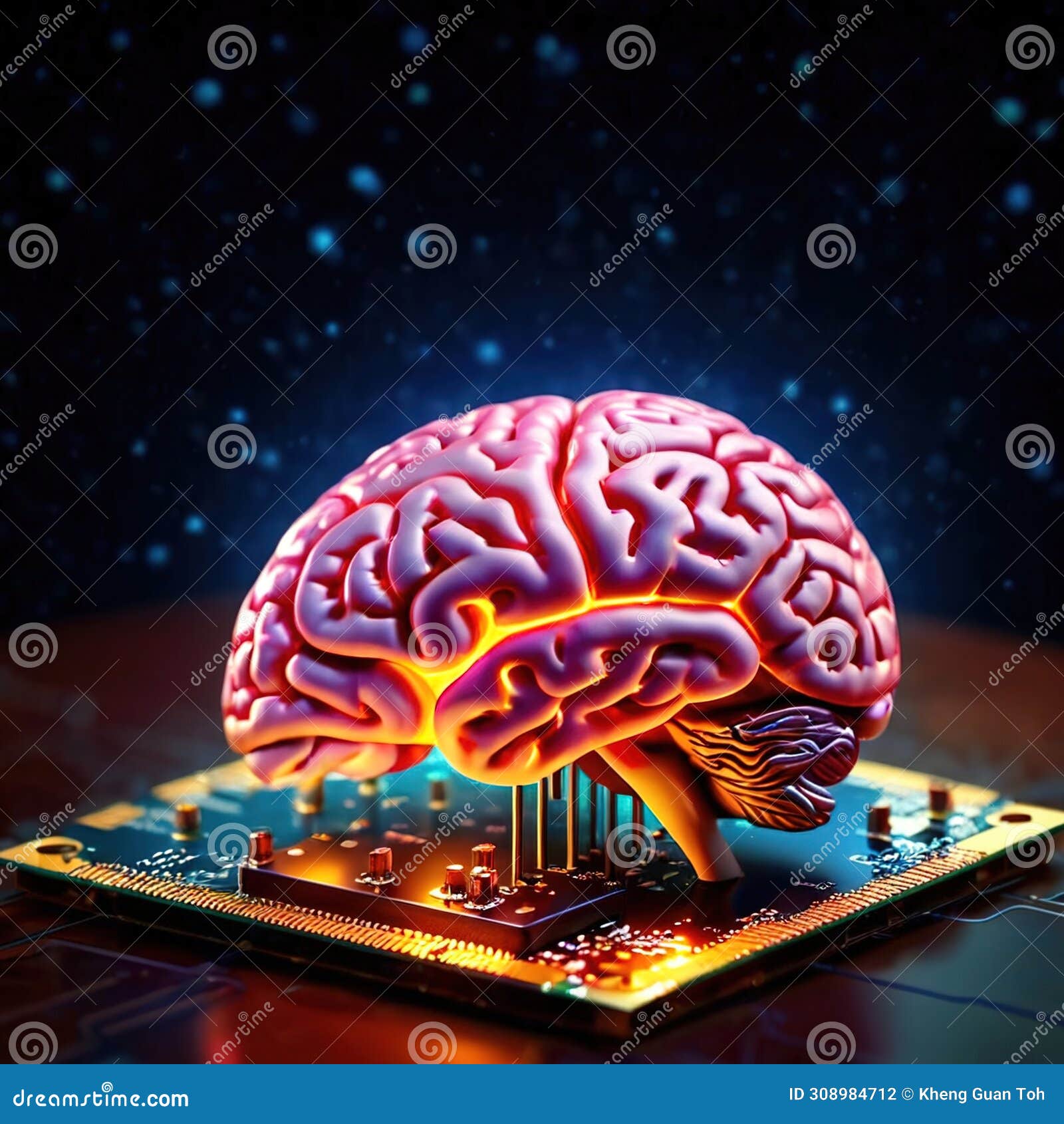 Brain on a Microchip, Showing Artificial Intelligence and Computer ...