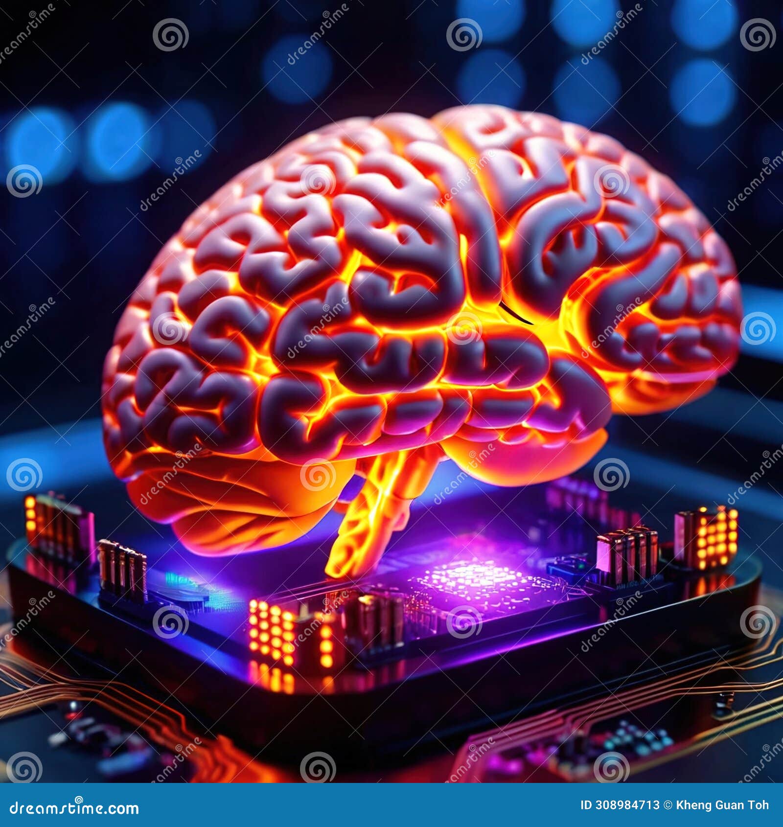 Brain on a Microchip, Showing Artificial Intelligence and Computer ...