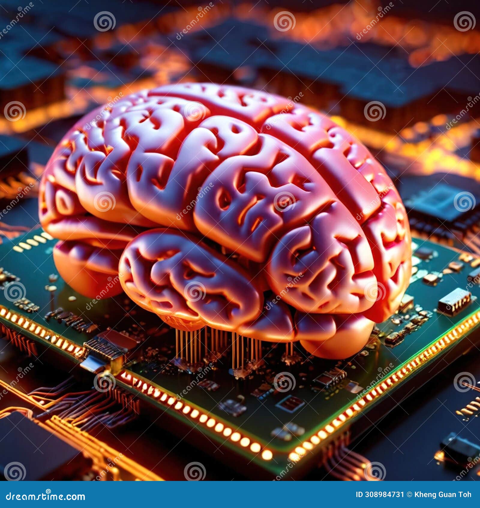 Brain on a Microchip, Showing Artificial Intelligence and Computer ...