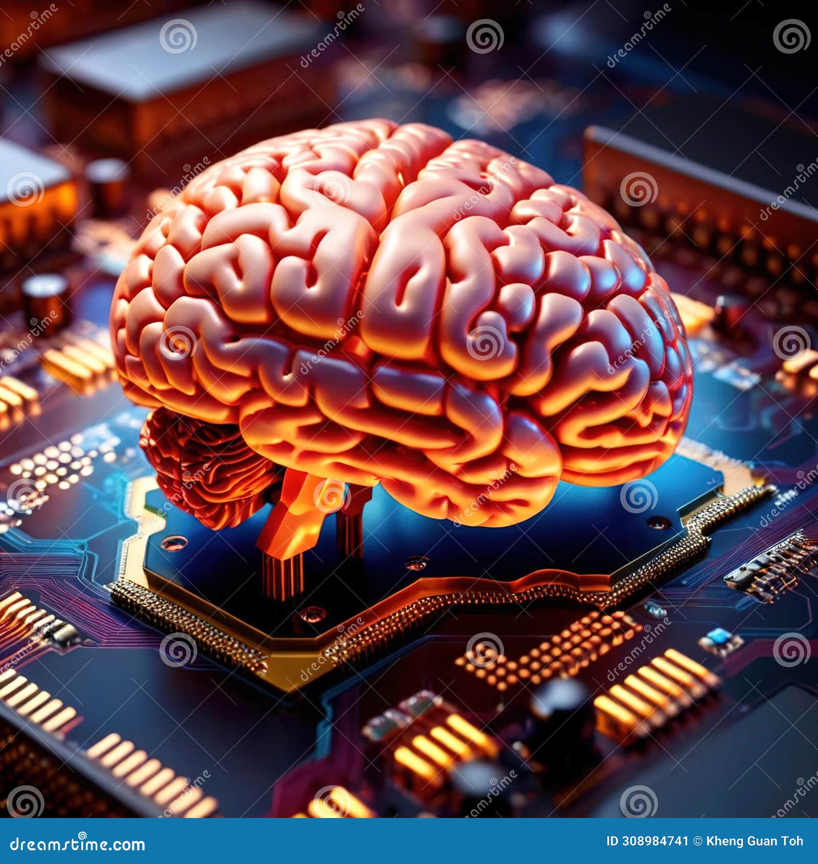 Brain on a Microchip, Showing Artificial Intelligence and Computer ...