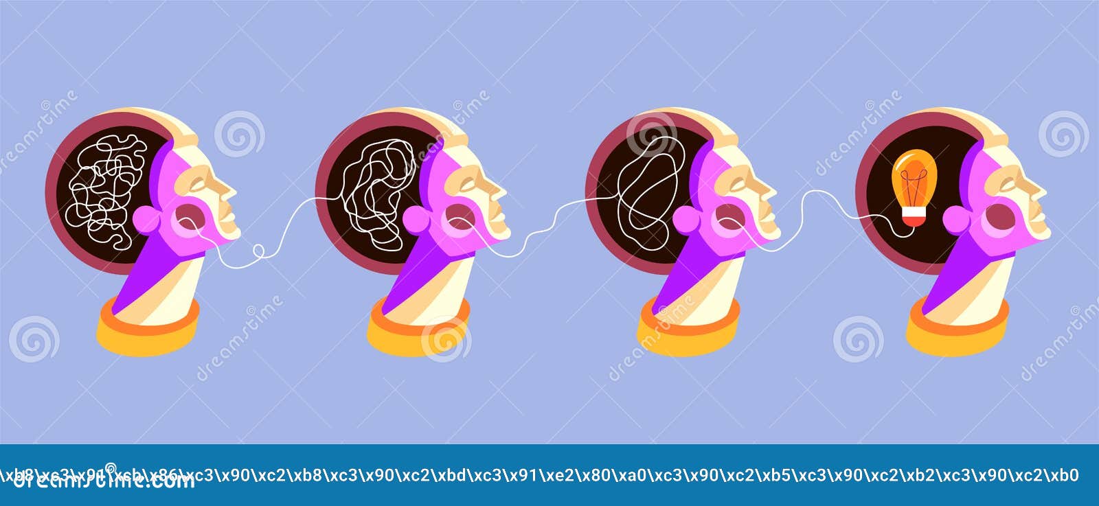 Brain Mind in Head. Complex of Difficult Ideas. People Chaos Thinking ...