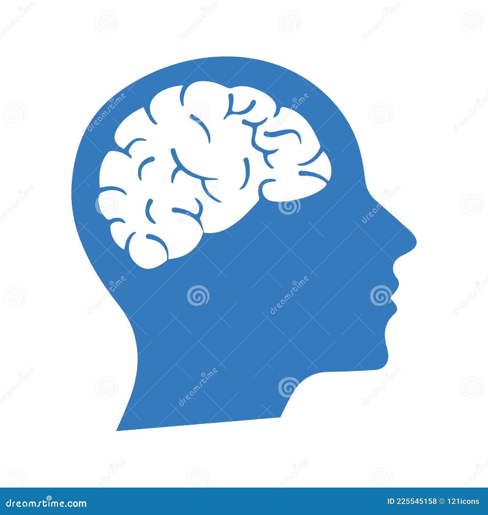Brain, Mind, Head Icon. Blue Color Design Stock Vector - Illustration ...