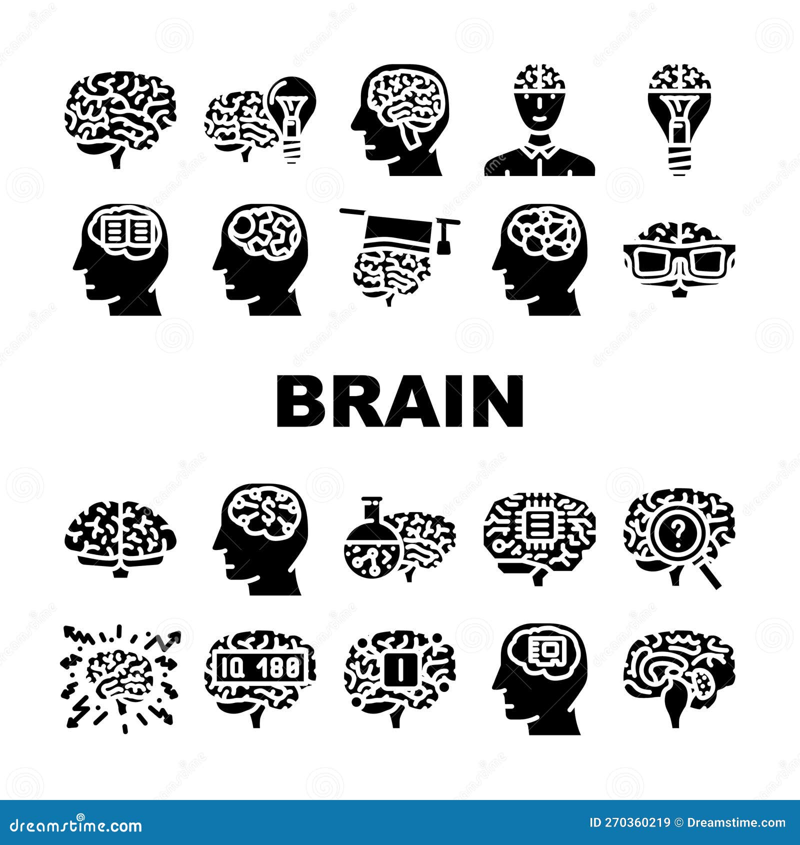 Brain Mind Human Head Icons Set Vector Stock Vector - Illustration of ...