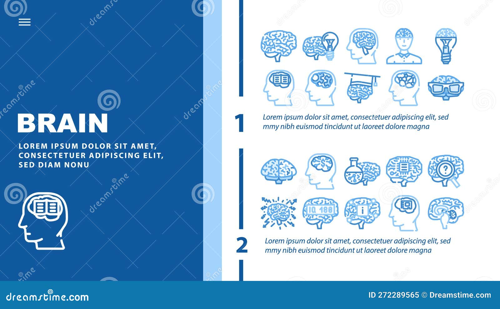 Brain Mind Human Head Landing Header Vector Stock Vector - Illustration ...