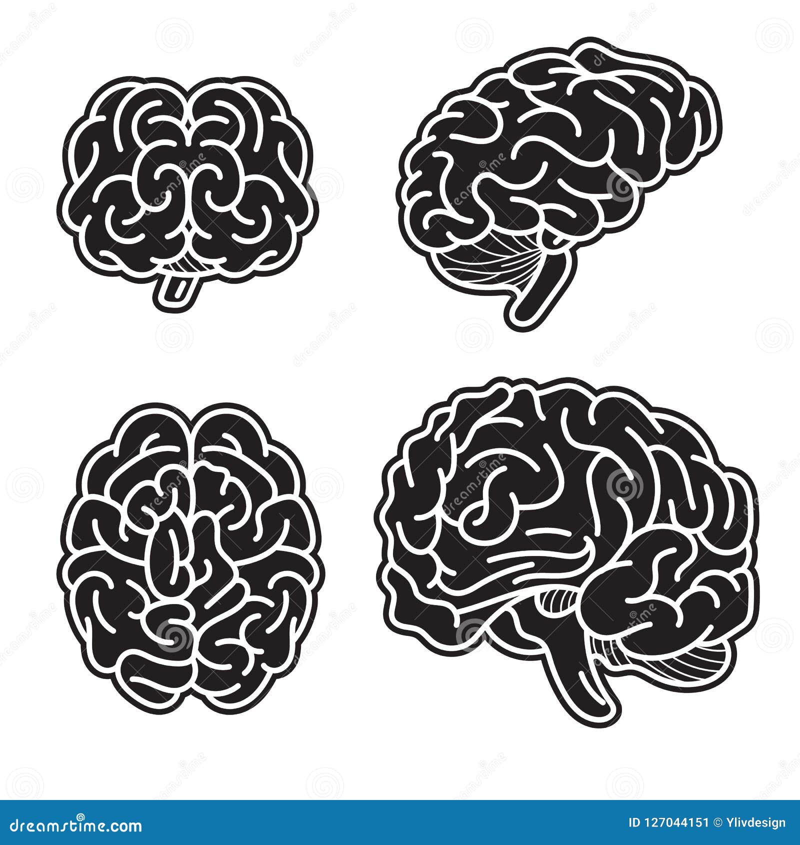 Brain Mind Icon Set, Simple Style Stock Vector - Illustration of icon ...