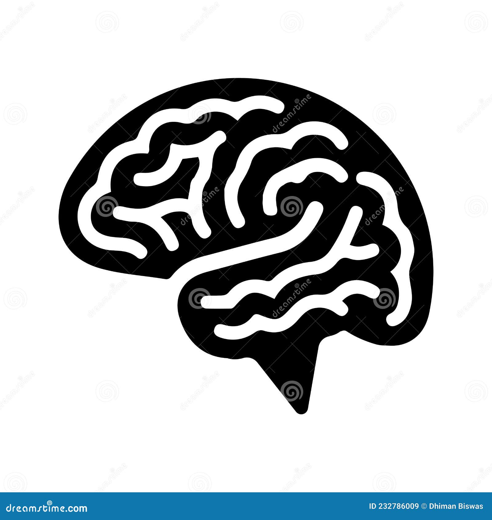 Brain, Mind Icon. Black Vector Graphics Stock Vector - Illustration of ...