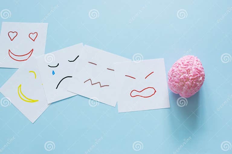 Brain Model and Different Emotions. Stock Photo - Image of funny, body ...