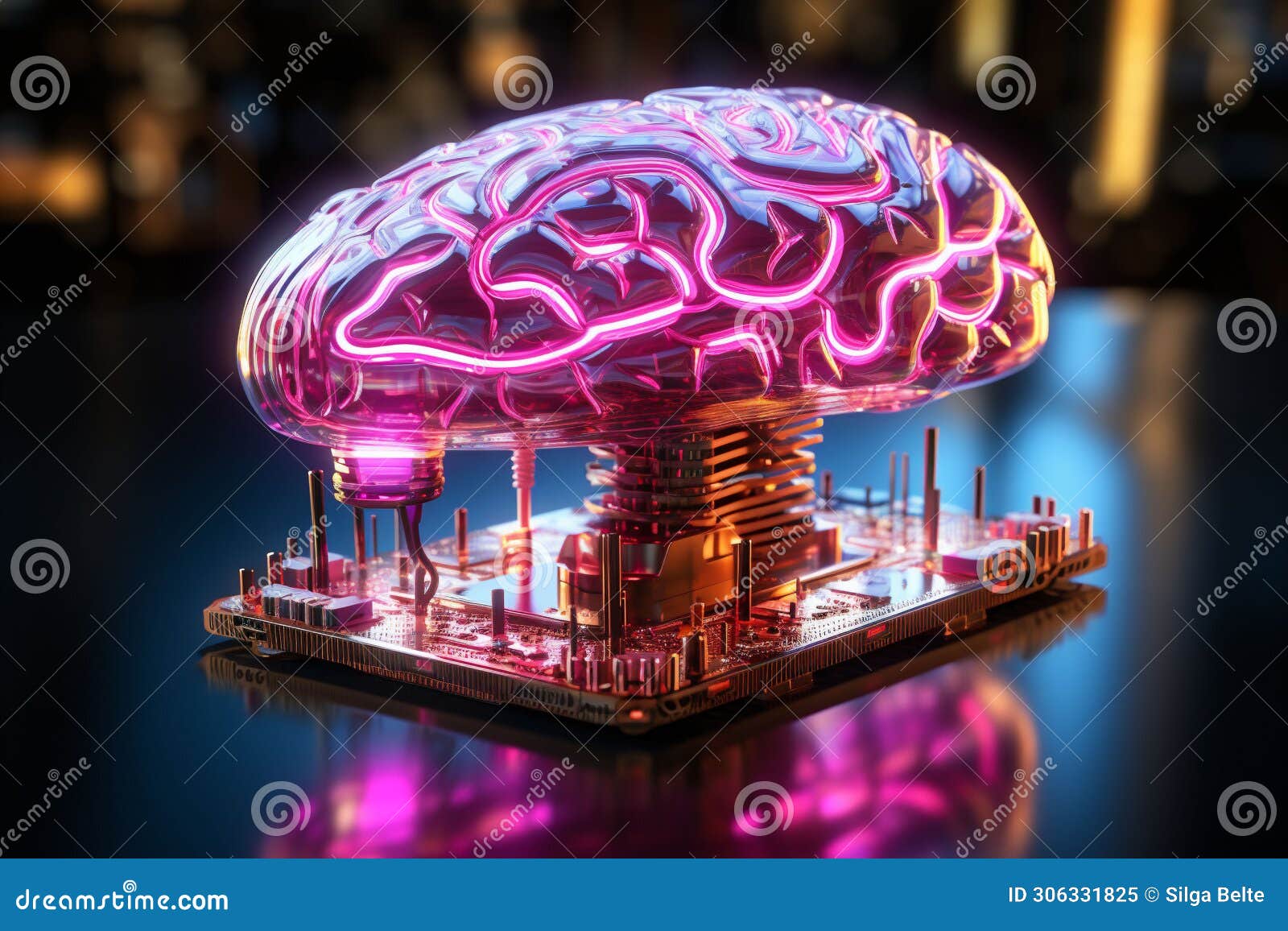 The Brain Model Placed on an Electronic Circuit Board Signifies the ...