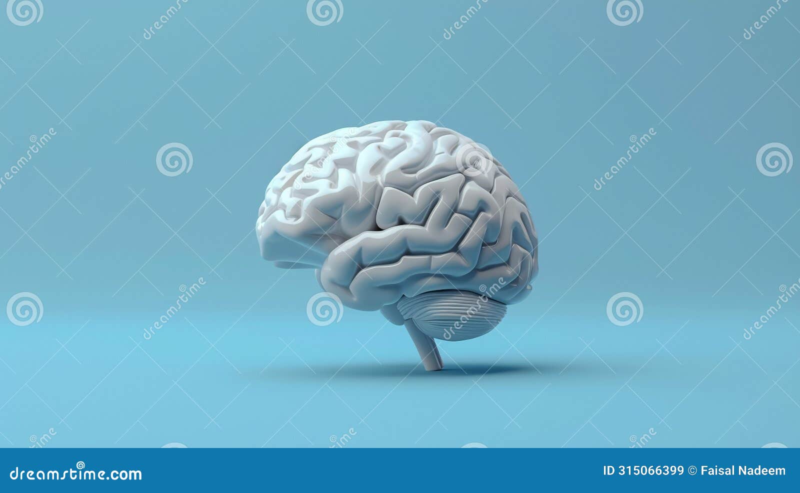 Brain Model Represents Thought Process Against Blue Background Stock ...
