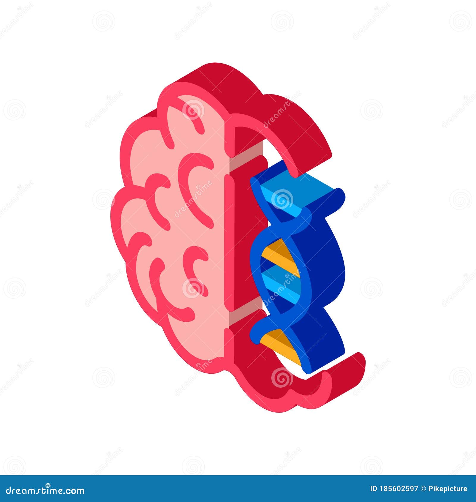 Brain Molecule Isometric Icon Vector Illustration Stock Vector ...