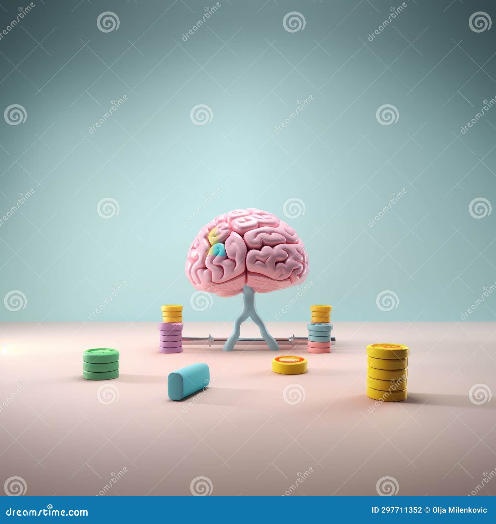 Brain and Money Concept. 3D Rendering, 3D Illustration Stock ...