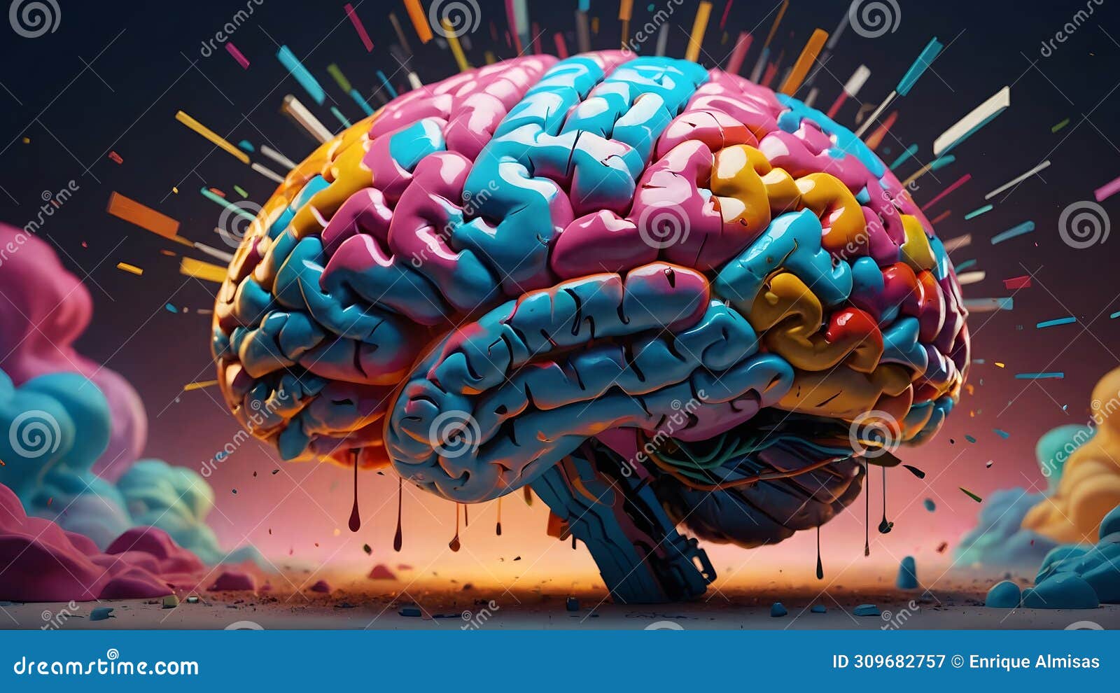 Brain Multi-coloured with Concept of Idea Explosion, Brainstorming and ...