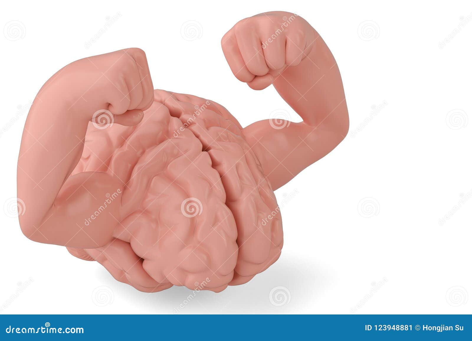 Brain and Muscle Strong Brain 3D Illustration Stock Illustration ...