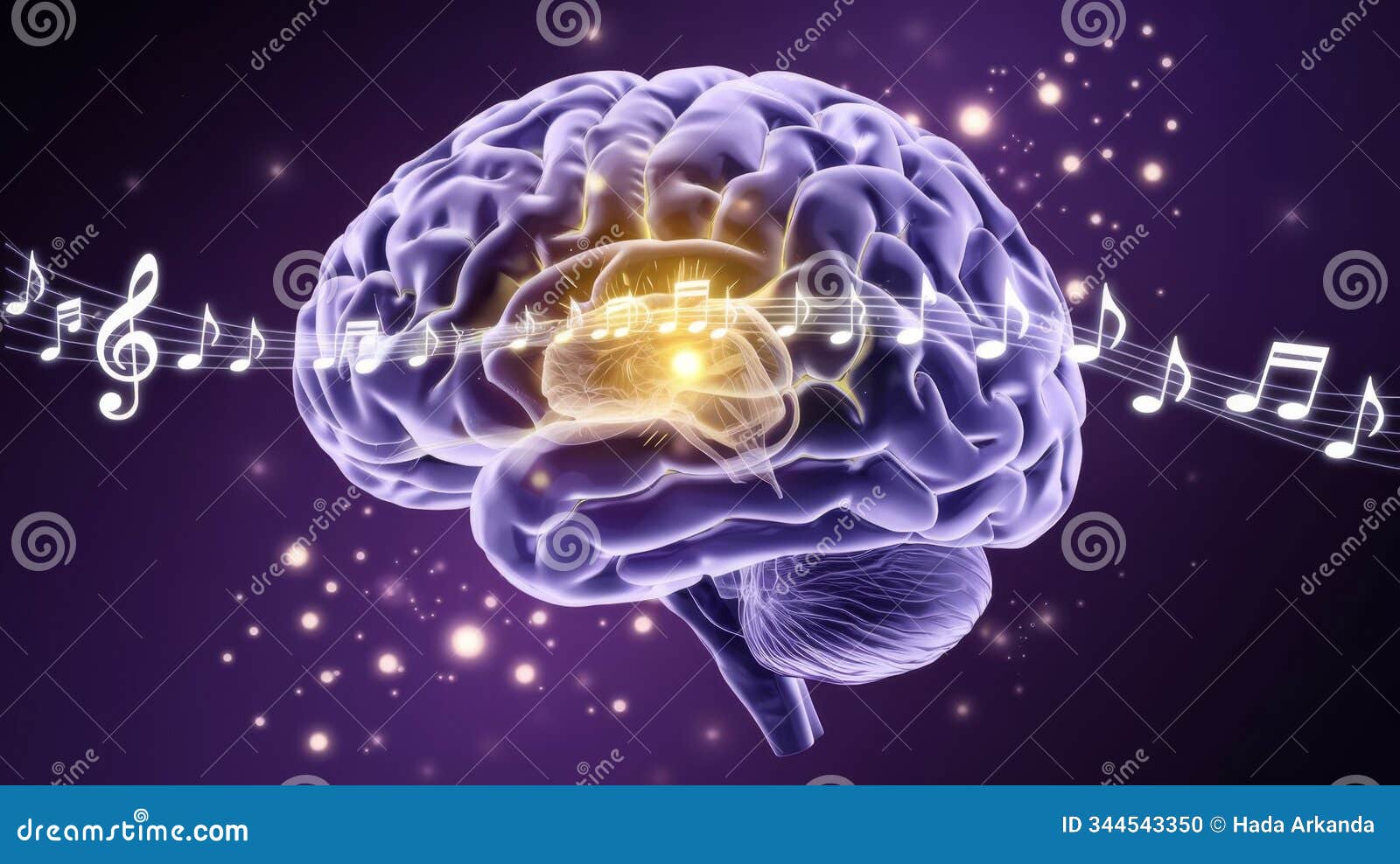 Brain with Music Notes Connecting Hippocampus, Symbolizing Music S Role ...