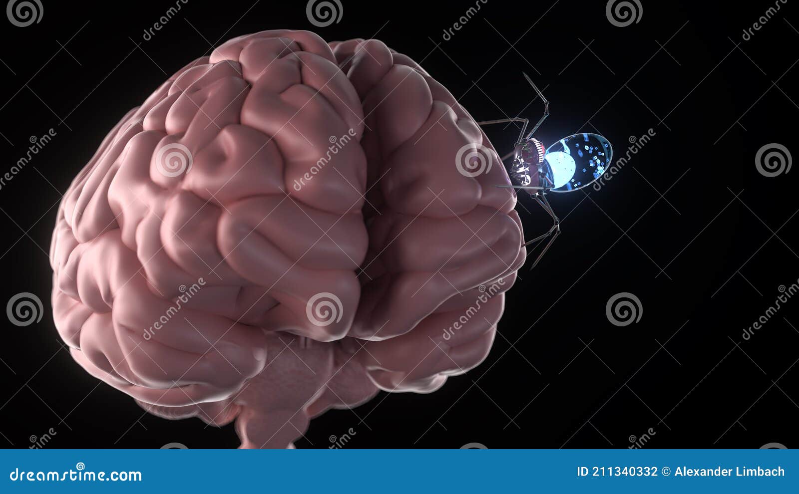 Brain Nano Bot stock illustration. Illustration of cerebellum - 211340332