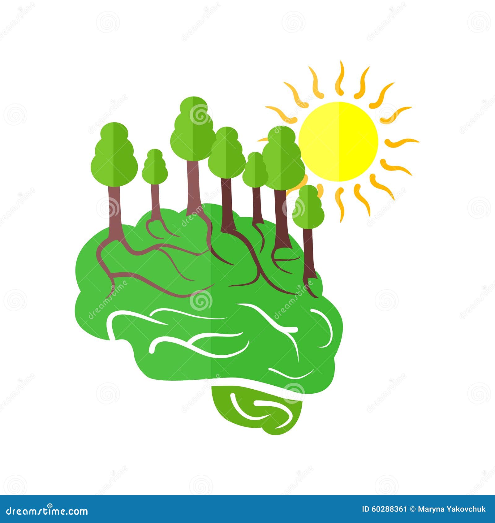 Brain and nature stock vector. Illustration of brain - 60288361