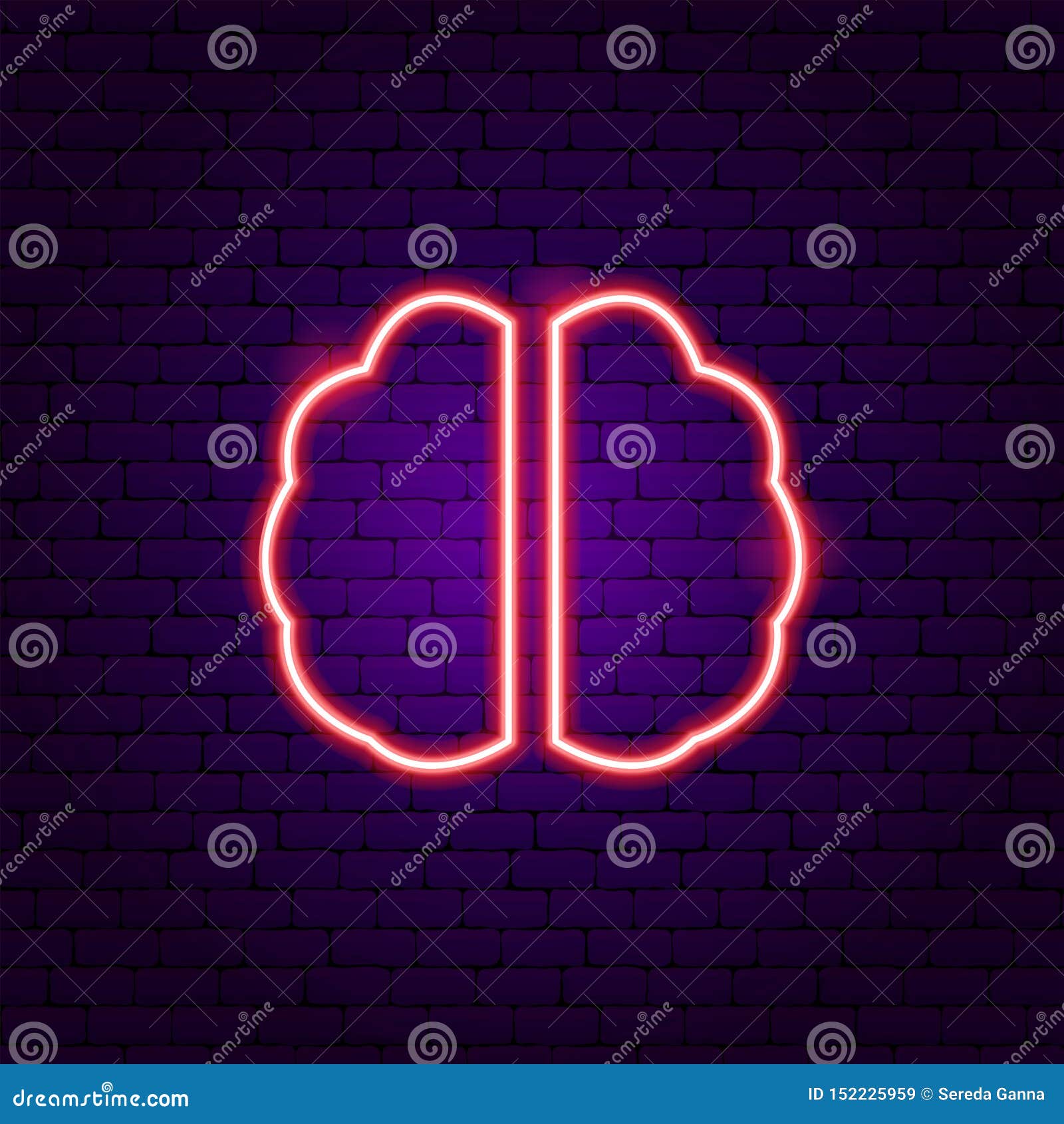 Brain Neon Label stock vector. Illustration of education - 152225959