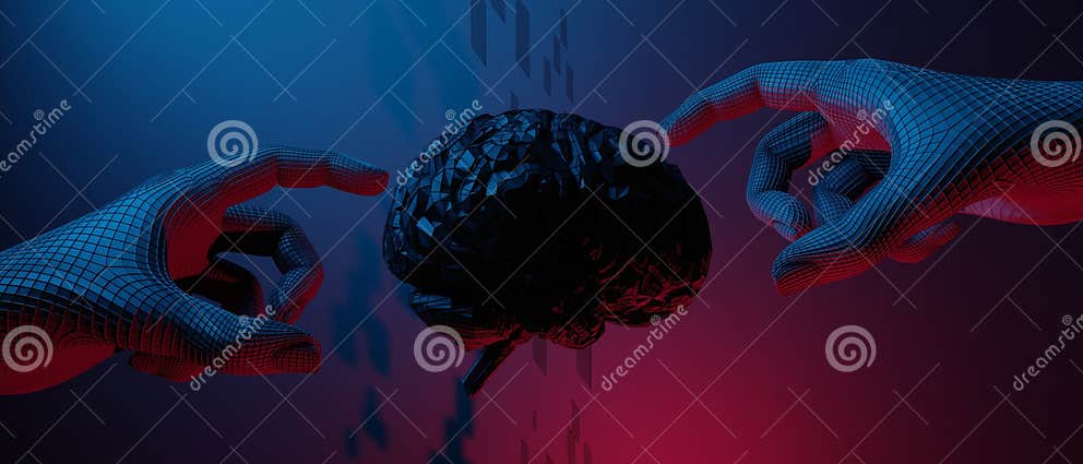 Brain Neural of AI Robot for High Technology Network, Quantum Computer Processing, Digital Data ...