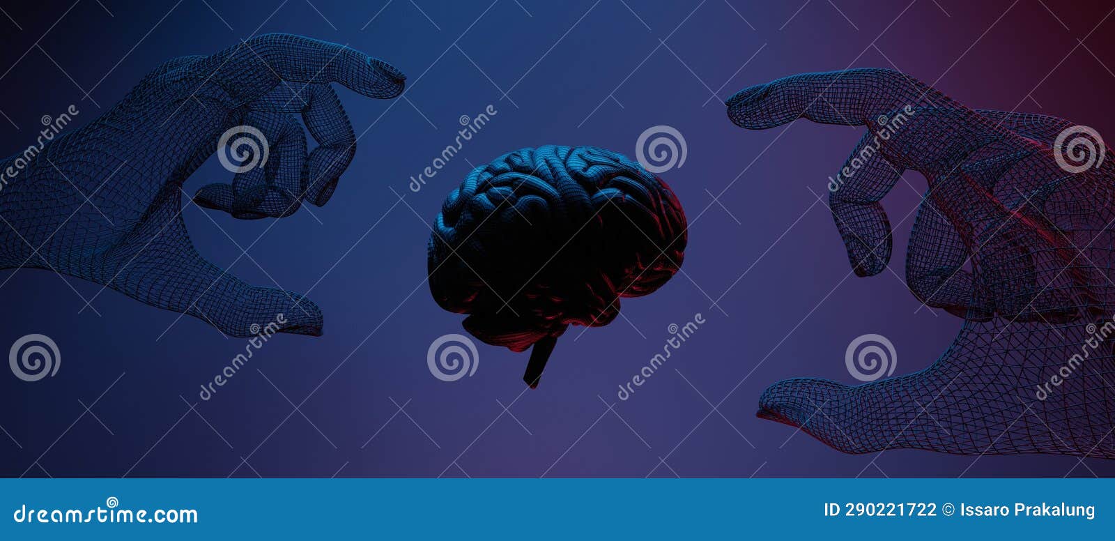 Brain Neural of AI Robot for High Technology Network, Quantum Computer Processing, Digital Data ...