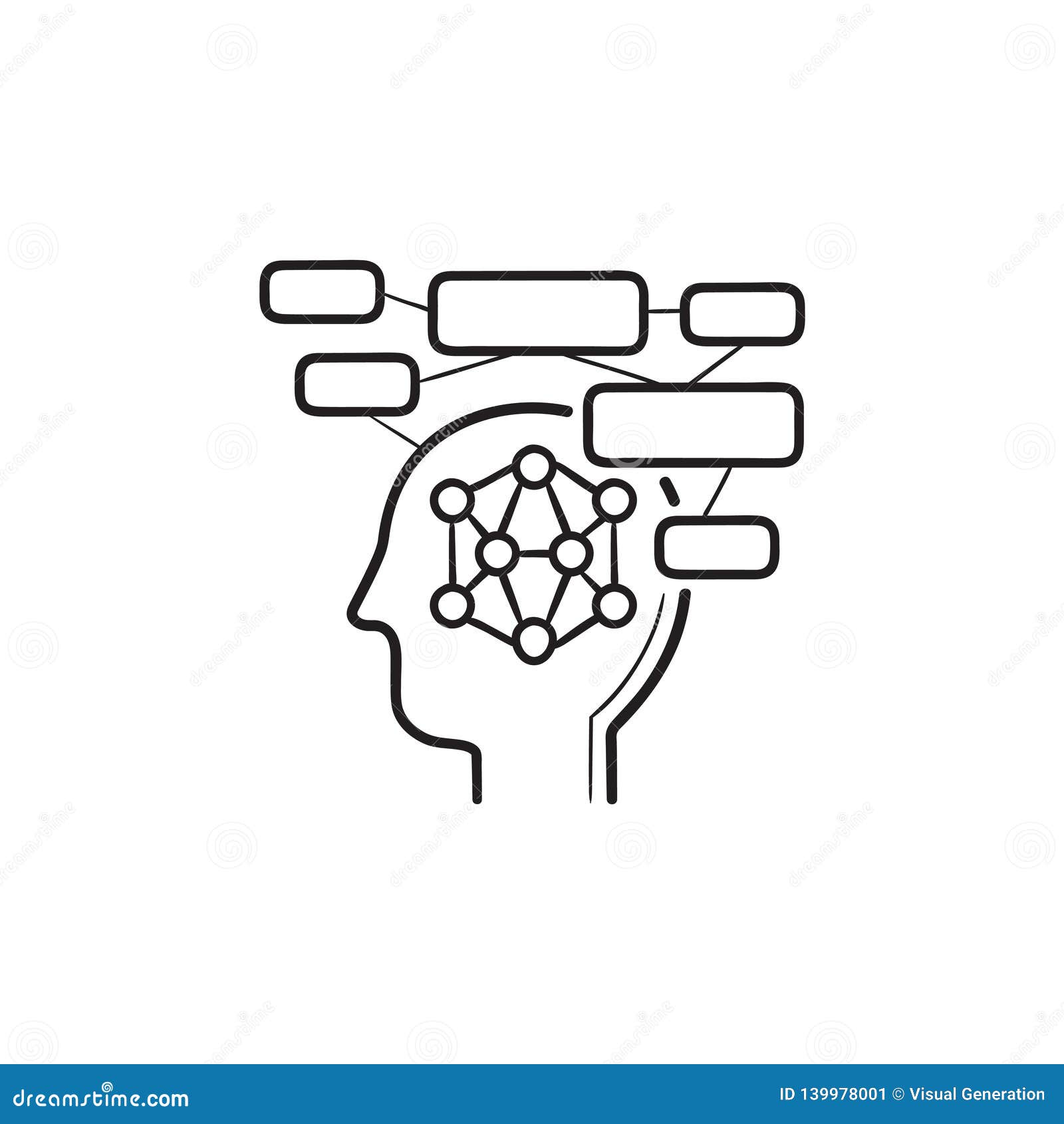 Brain Neural Network Hand Drawn Outline Doodle Icon. Stock Vector ...