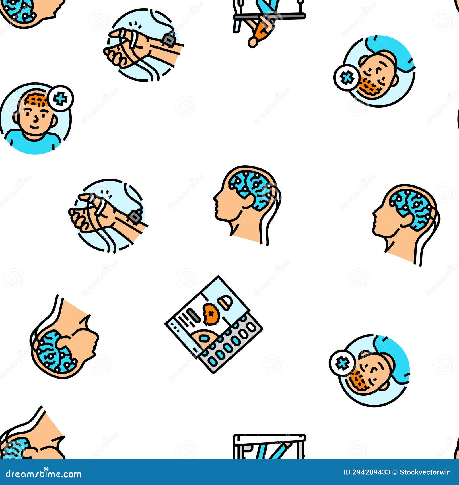 Brain Neurologist Doctor Seamless Pattern Vector Stock Vector ...