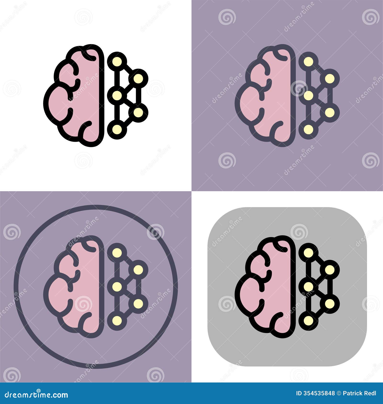 Brain Neuronal Network Symbol - Artificial Intelligence Icon Vector ...