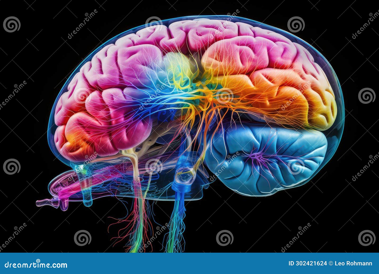 Brain Neurons Send Signals Via Axons And Dendrites Creating Synapses
