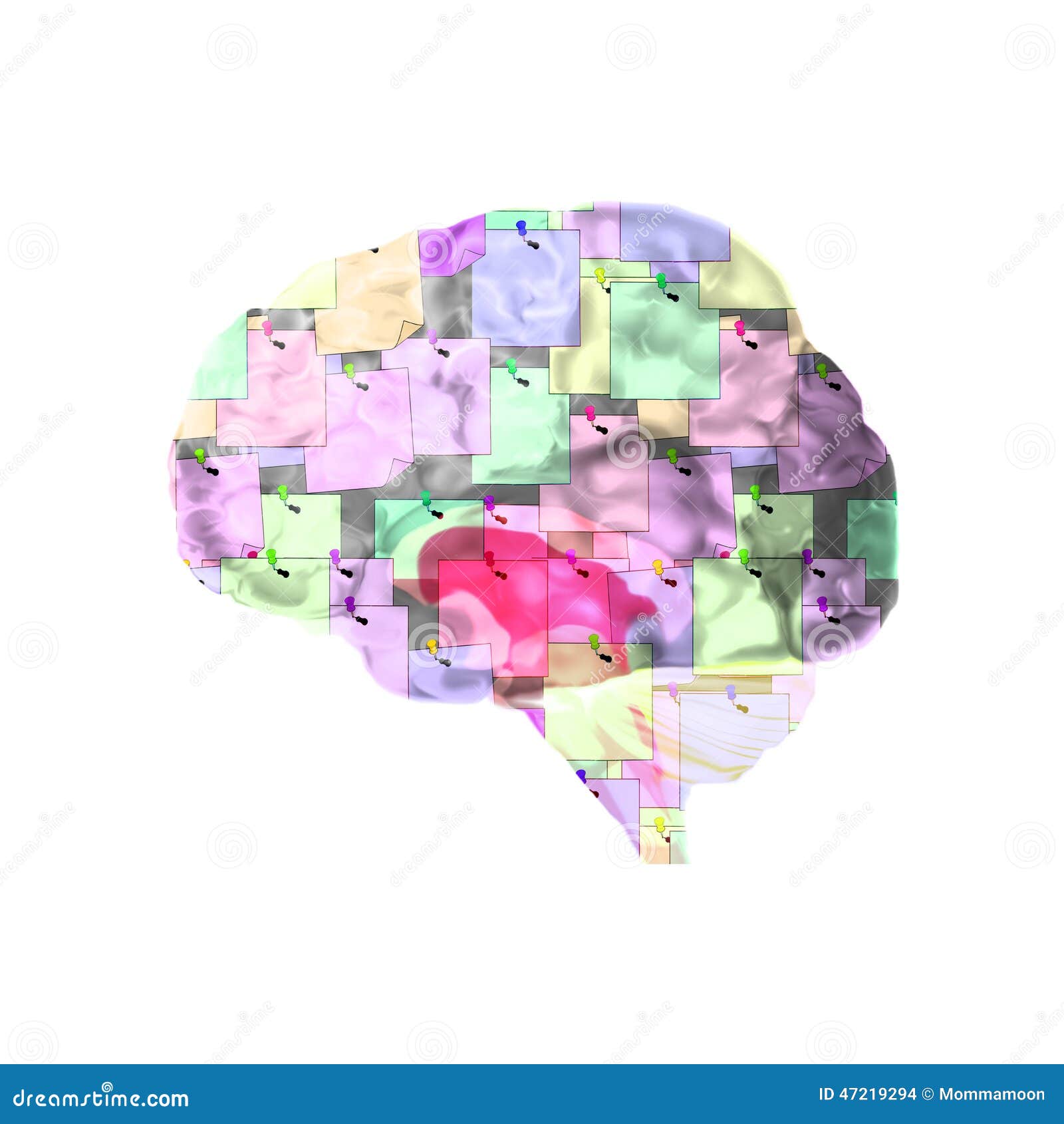 Brain with Notes To Help Memory Stock Illustration - Illustration of ...