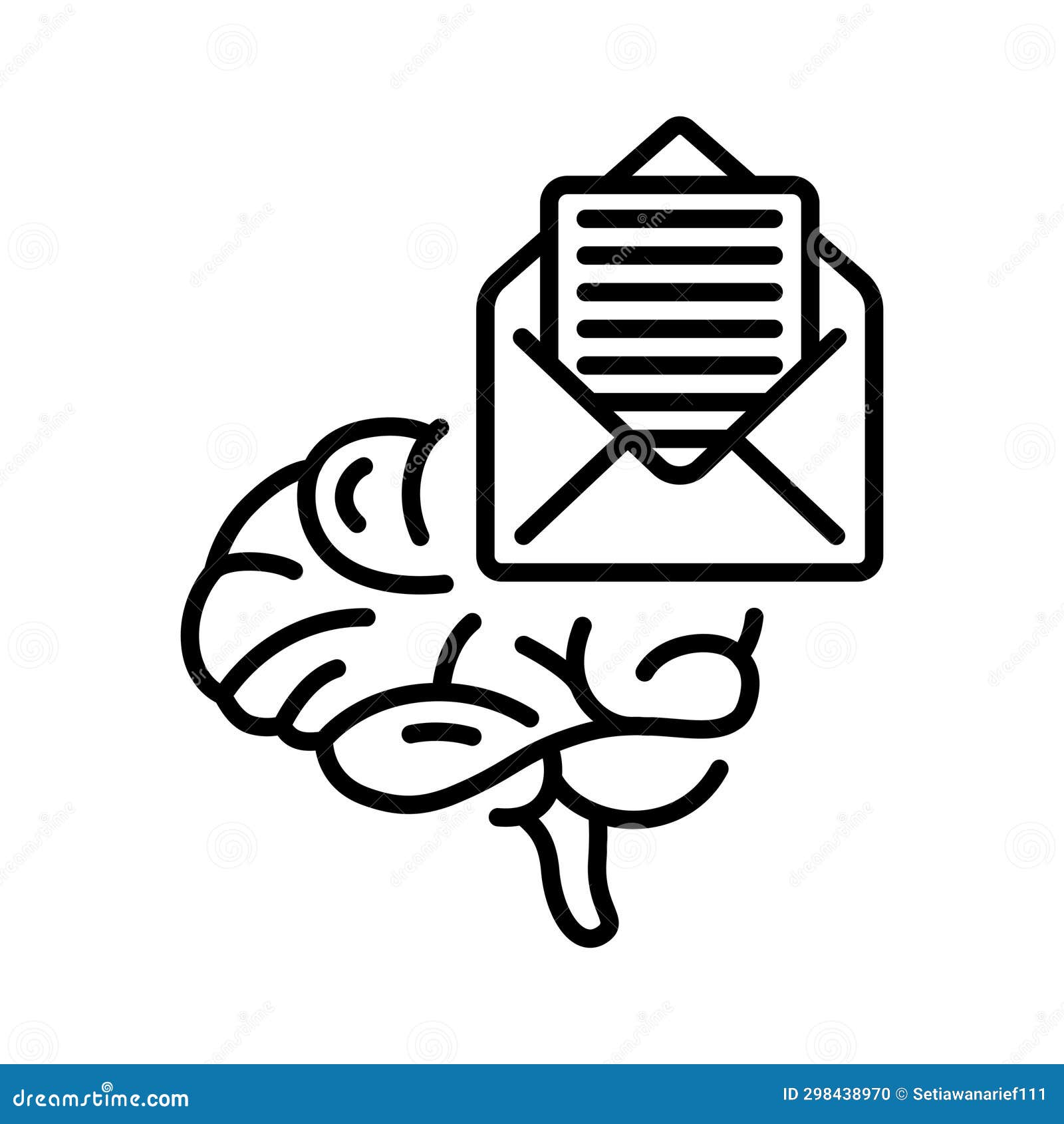 Brain and Open or Readed Email Icon with Line Style Stock Vector ...