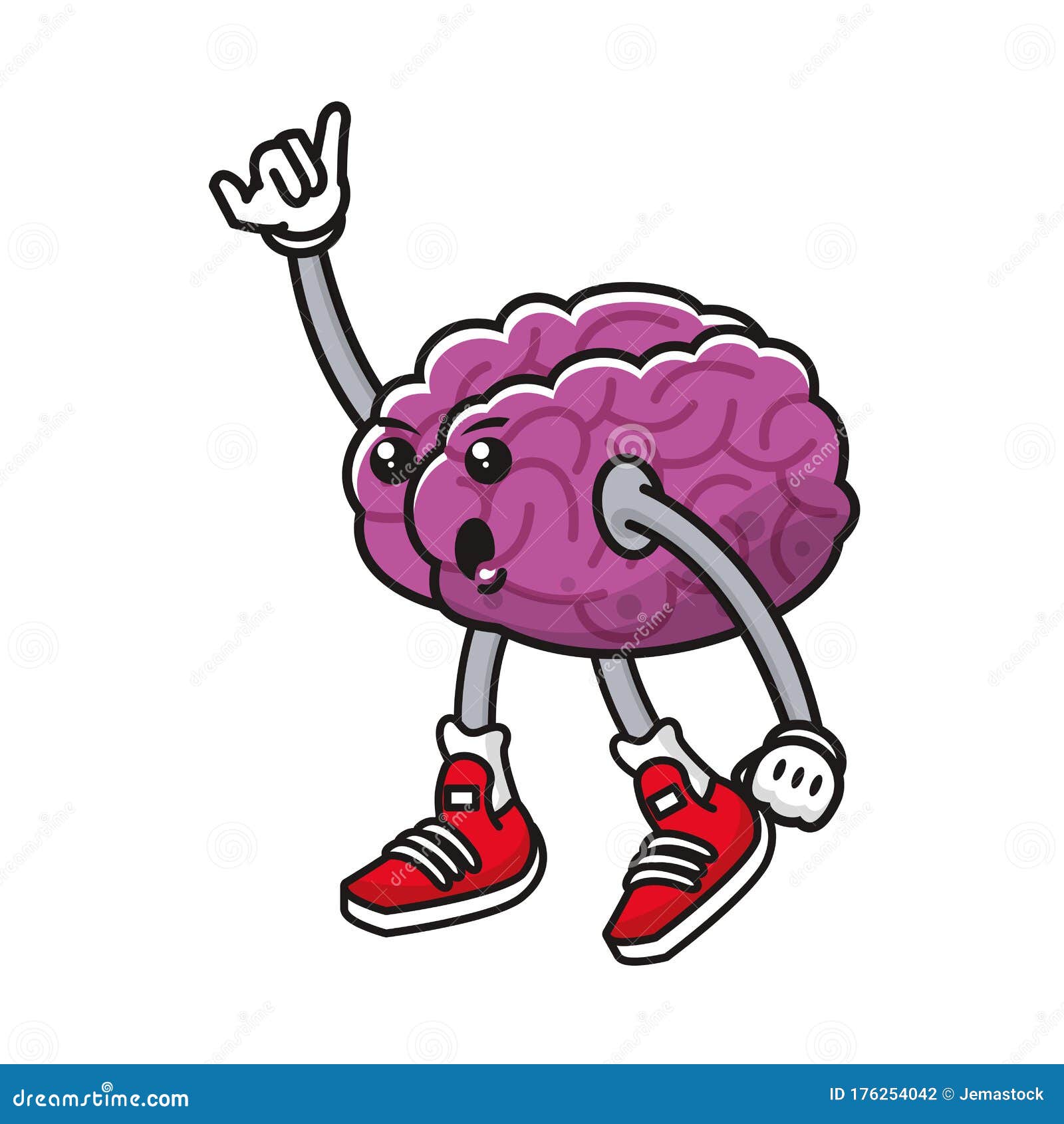 Brain Organ Human Comic Character Stock Vector - Illustration of brain ...