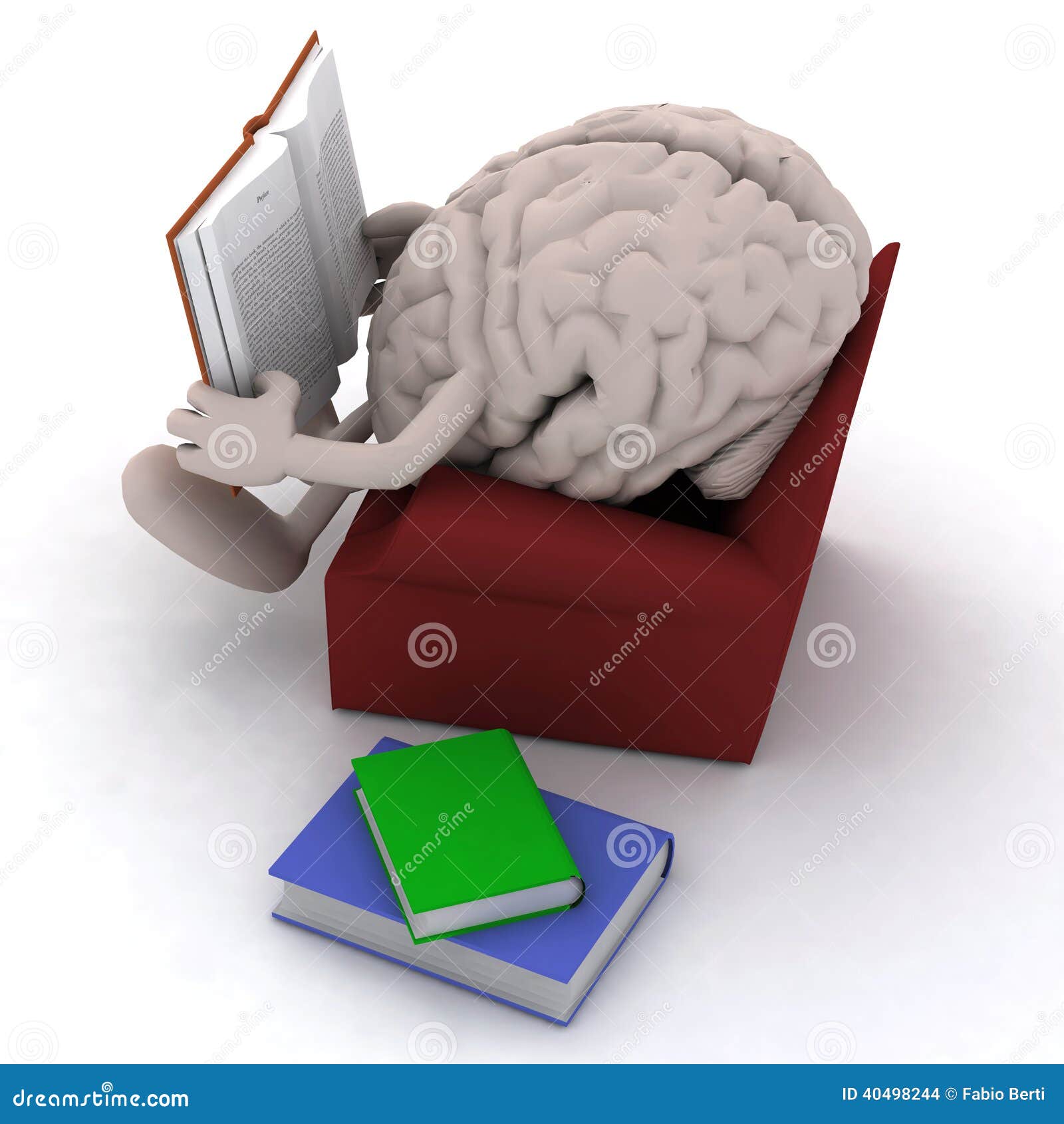 Brain Organ Reading a Book from the Couch Stock Illustration ...