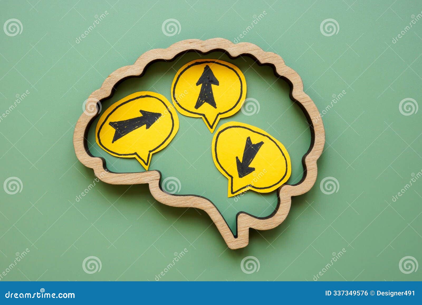 Brain Outline with Arrows Pointing in Different Directions. Doubt and ...