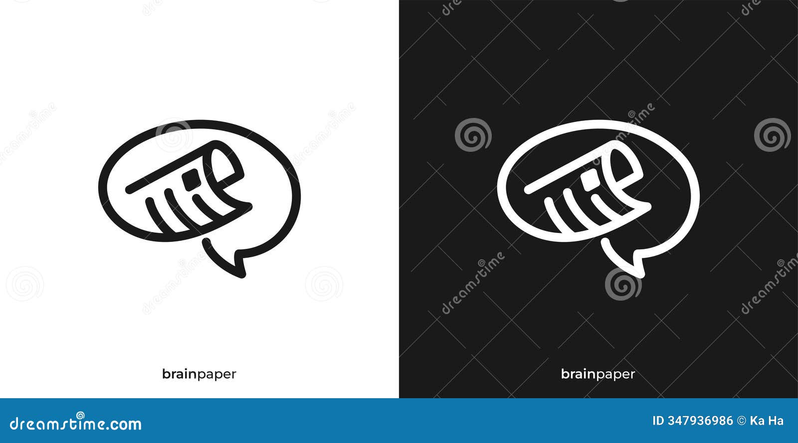 Creative Brain Paper Logo. Human Brain and Papernews Icon Graphic Stock ...