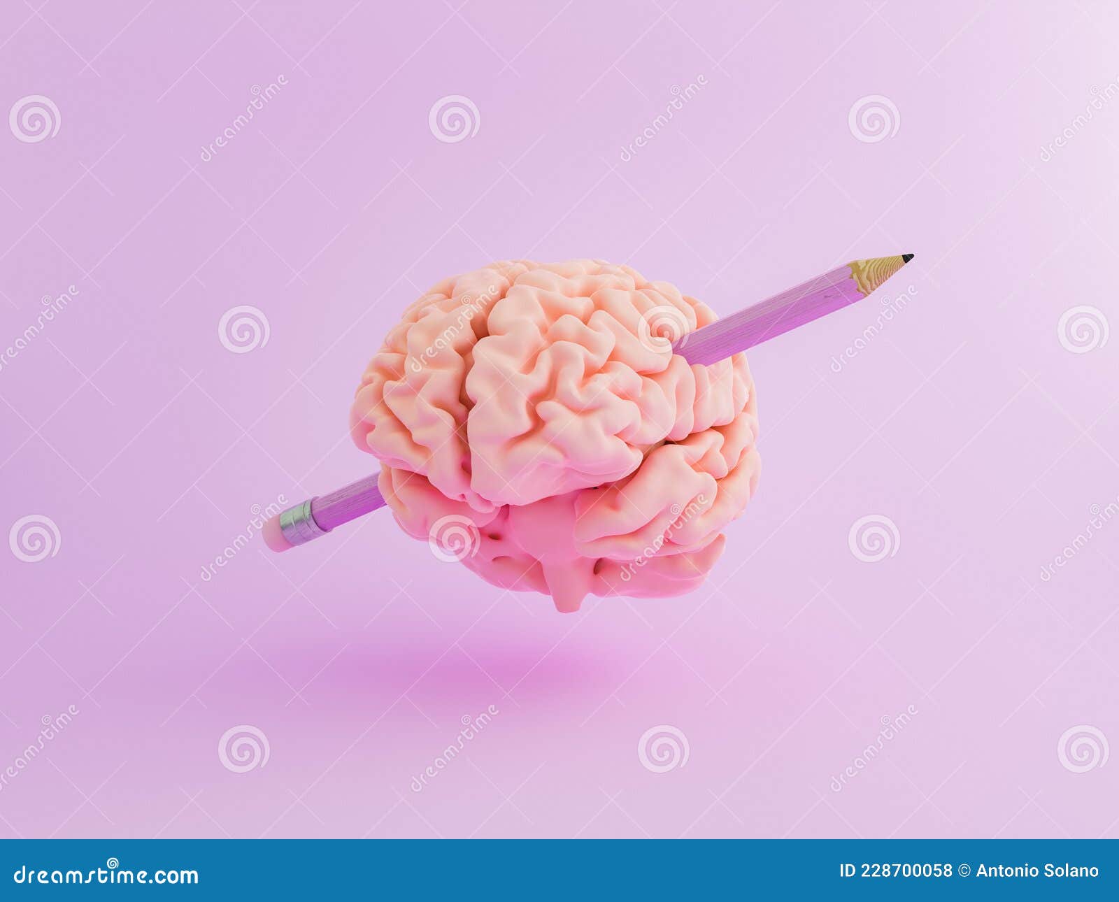 Brain with a Pencil through Stock Illustration - Illustration of design ...