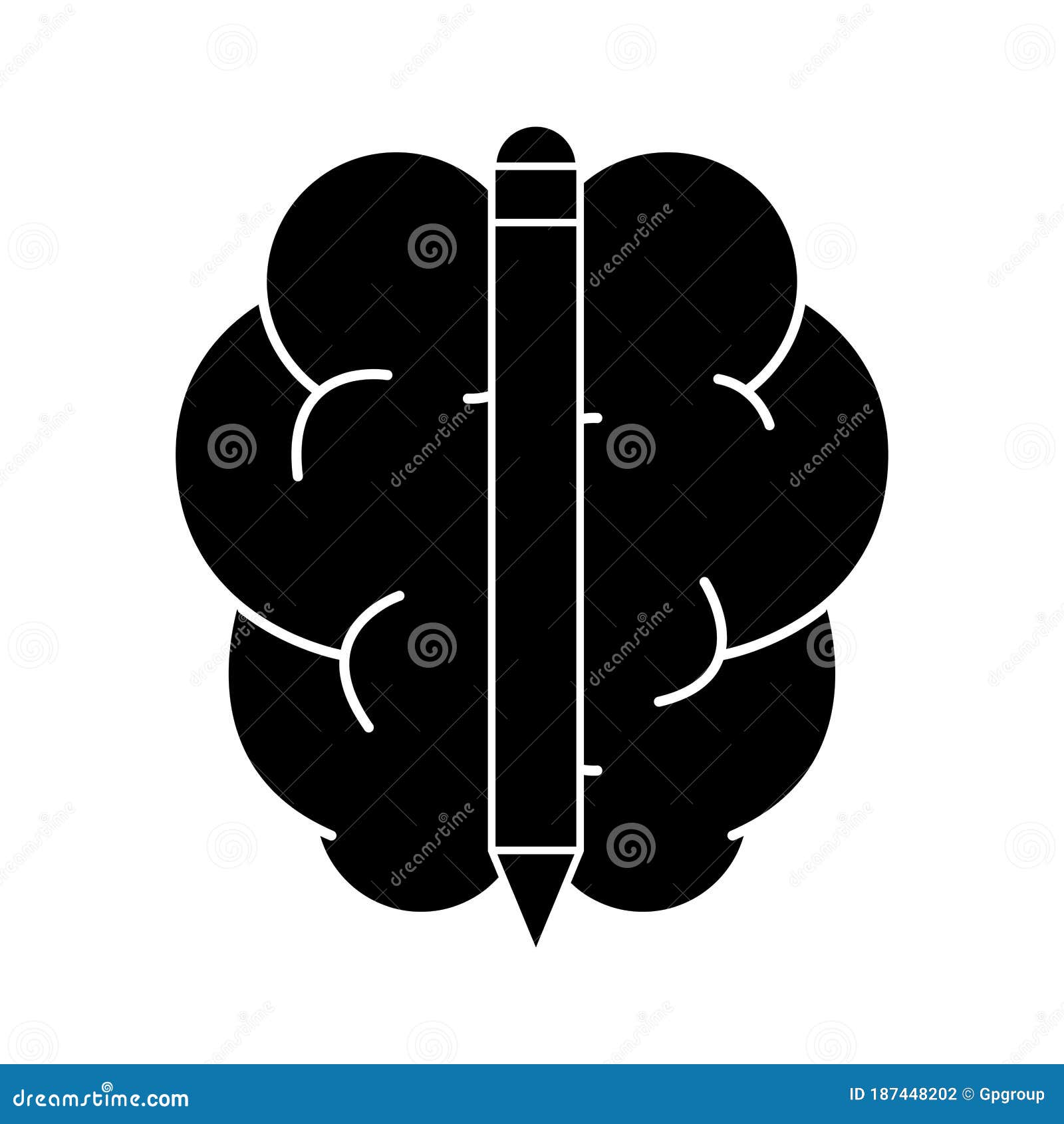 Brain with Pencil Silhouette Style Icon Vector Design Stock Vector ...