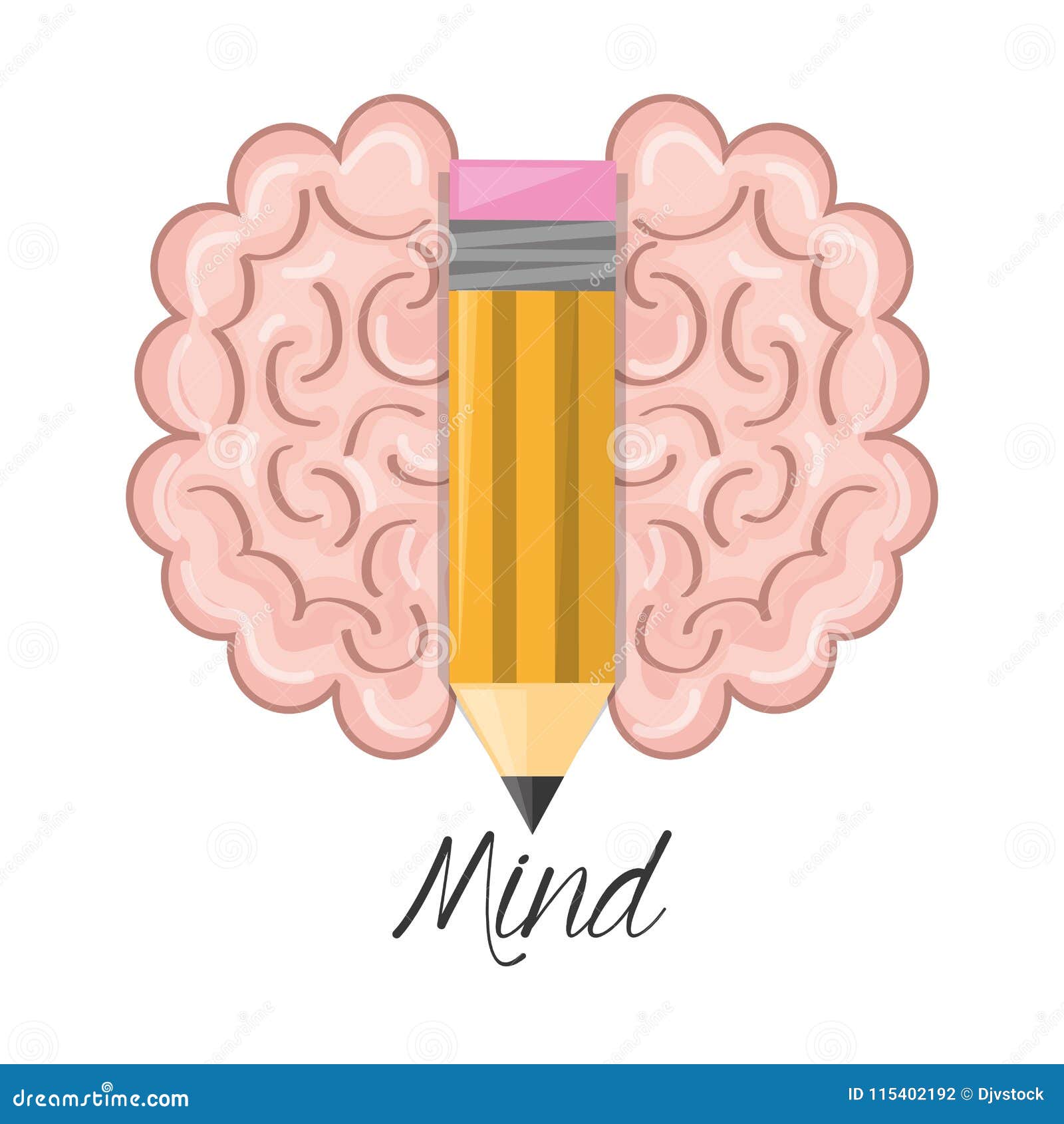 Brain and Pencil Symbolizing the Creativity Stock Vector - Illustration ...