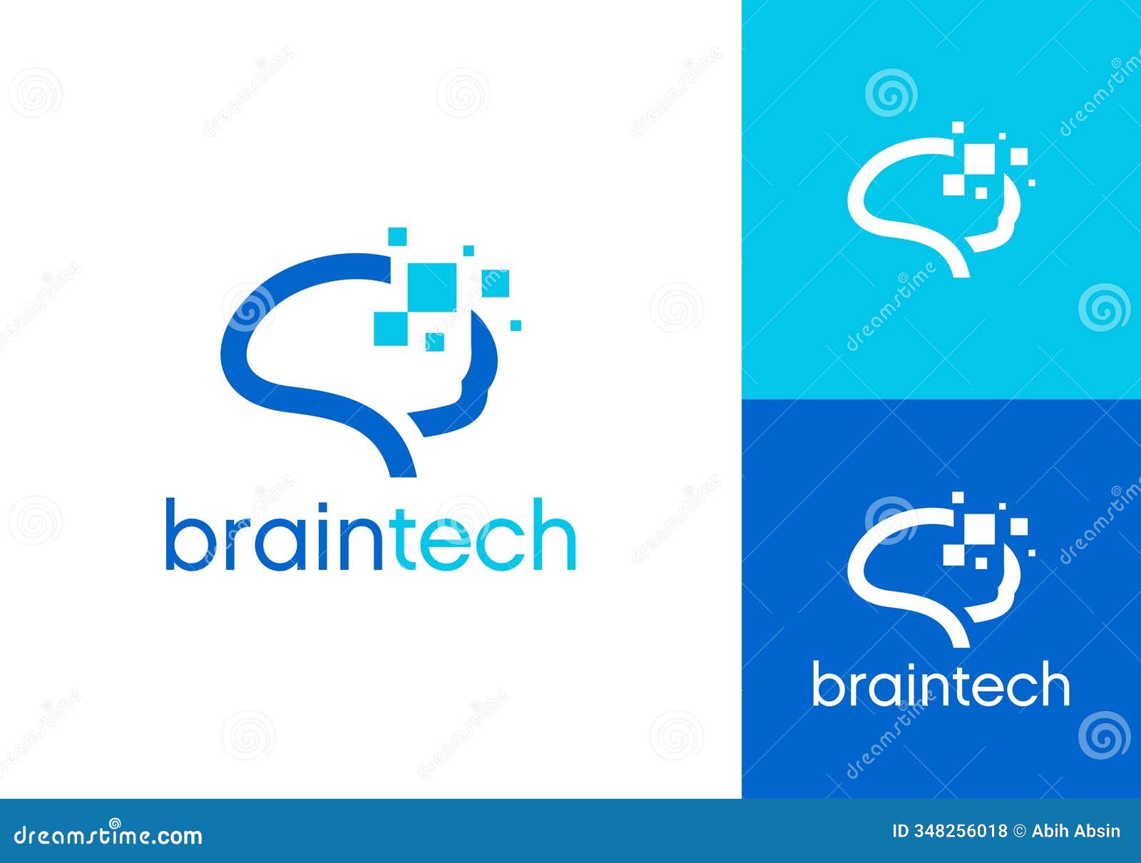 Brain Pixel Digital Logo. Smart Idea Technology Symbol Icon Design Stock Illustration ...