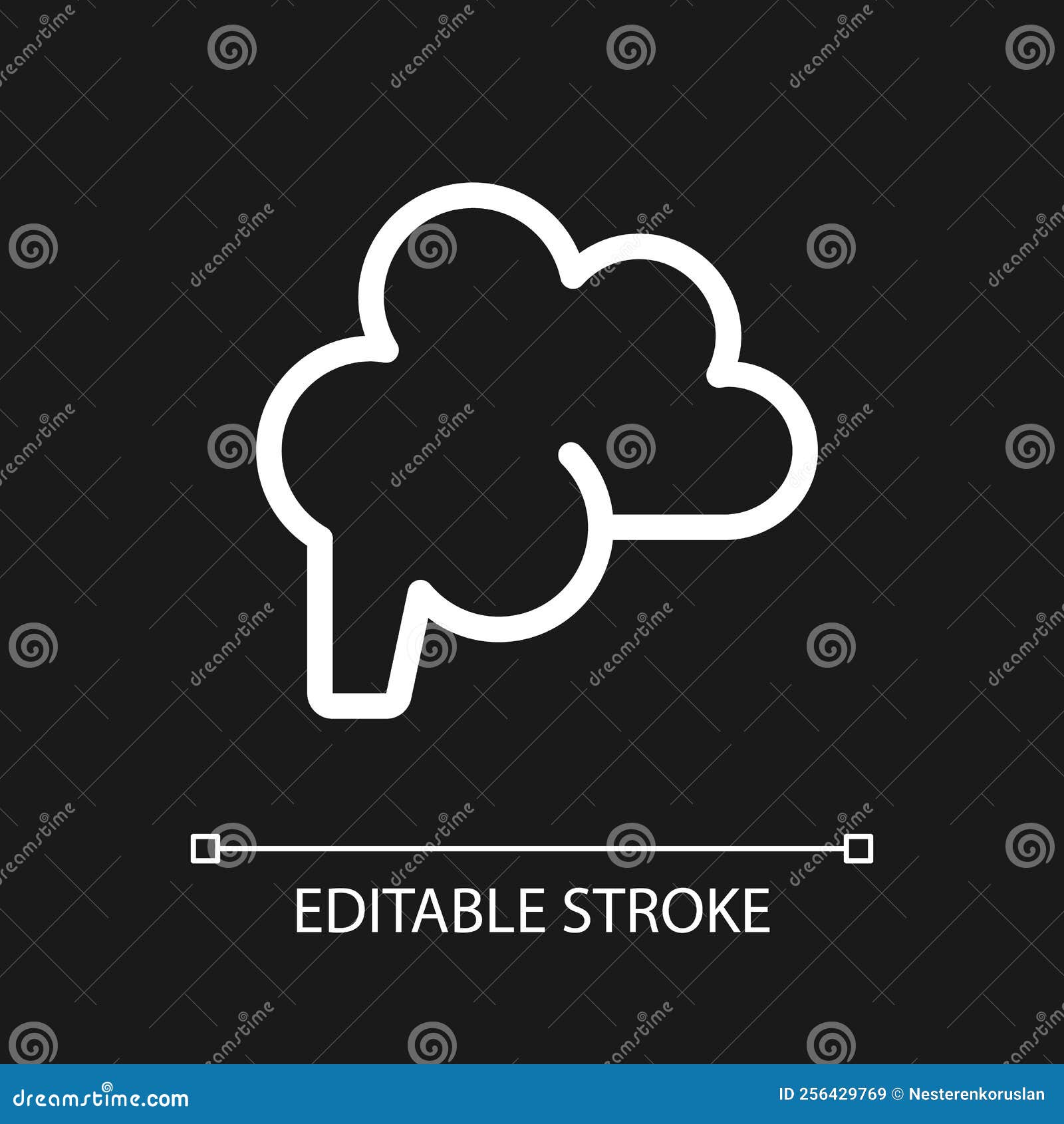 Brain Pixel Perfect White Linear Ui Icon for Dark Theme Stock Vector ...