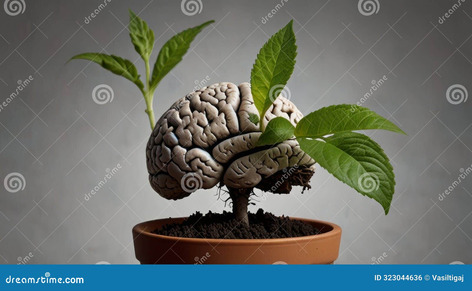Brain and Plant Growth Concept Stock Illustration - Illustration of ...