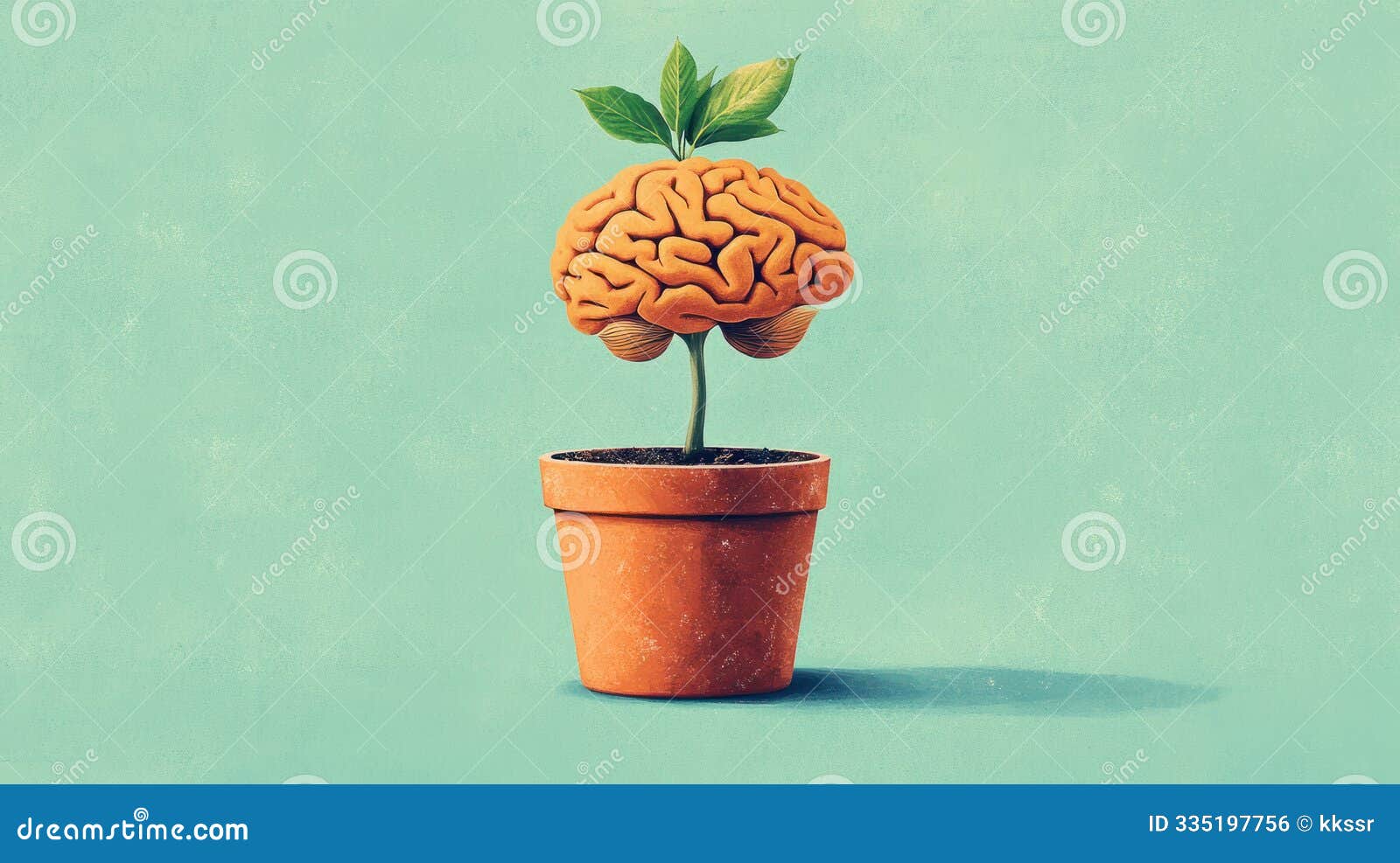 Brain Plant Growth, a Simple Design of a Brain Emerging from a Plant Pot, Representing the Ideas ...