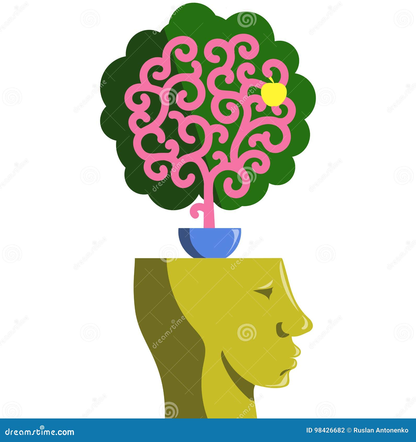Brain plant stock vector. Illustration of decor, holder - 98426682