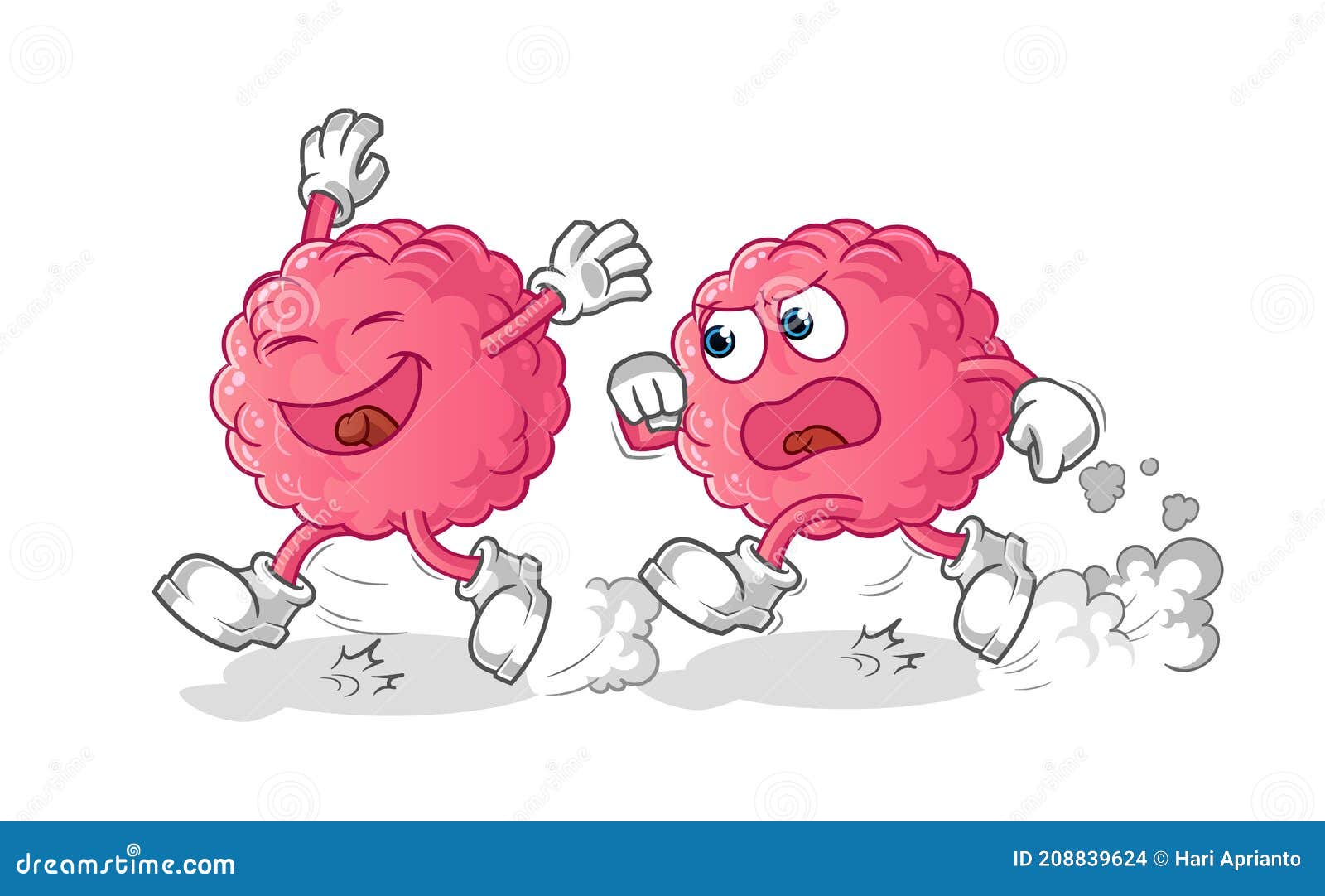 Brain Play Chase Cartoon. Cartoon Mascot Vector Stock Vector ...